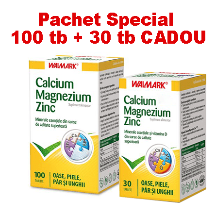 Calciu, Magneziu, Zinc 100 tablete 30 tablete cadou, Walmark - Farmacia ...