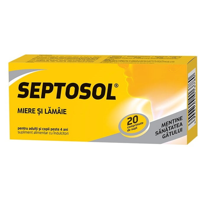 Septosol cu miere si lamaie , 20 comprimate Herbaflu, Biofarm ...