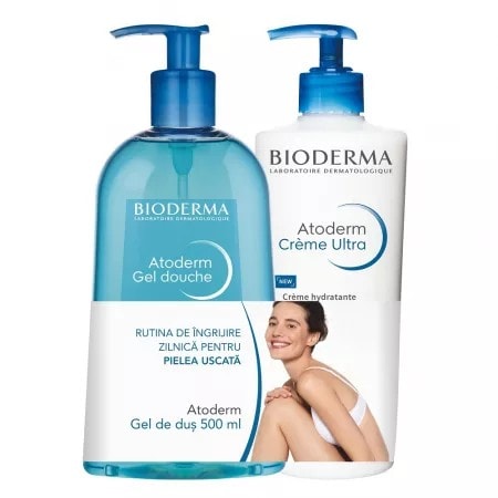 BIODERMA Atoderm Crema Parfumata x500ml + Atoderm Gel Dus x500ml ...