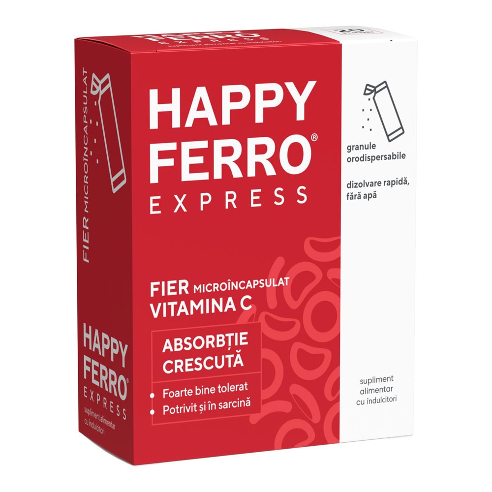 Happy Ferro Express, 20 de Plicuri cu Granule Orodispersabile, Fiterman ...