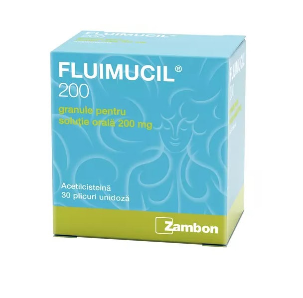 Fluimucil 200 Granule Pentru Soluţie Orală, 200 mg, 30 Plicuri, Zambon ...