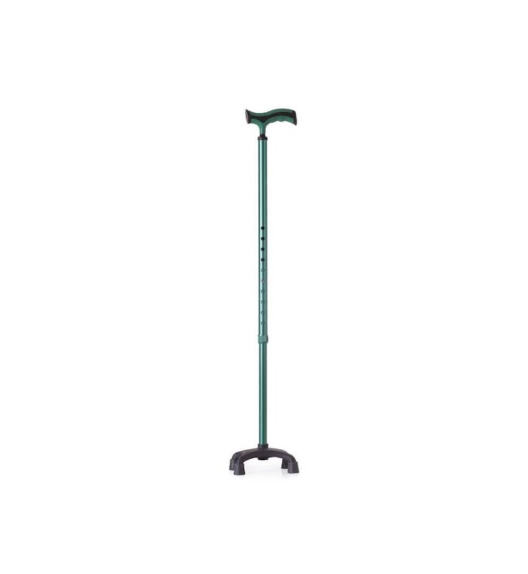 Baston Reglabil Verde din Aluminiu cu Pufar, Baza in Patru Puncte ...