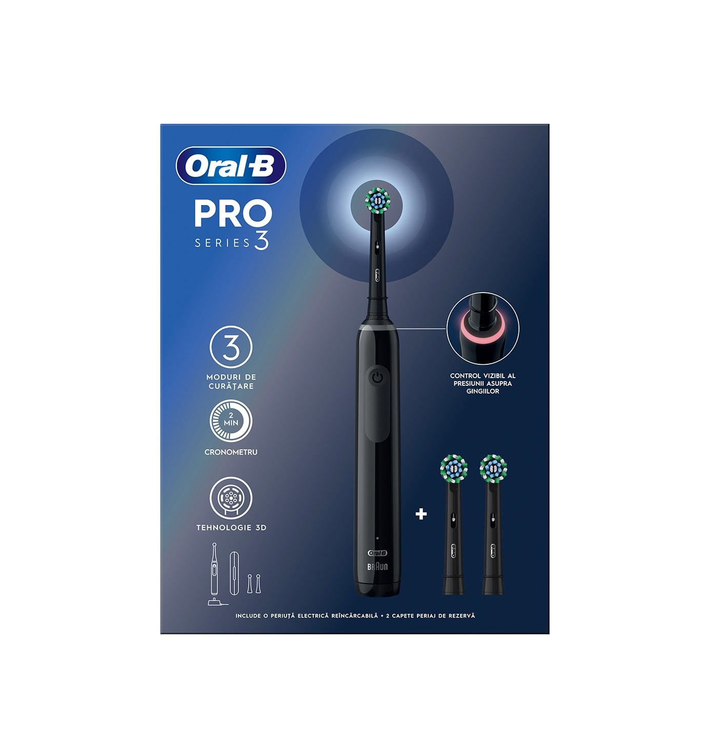 Periuta de Dinti Electrica Pro 3, 9900 Miscari/Min, Curatare 3D, 3 ...