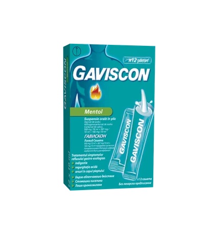 Gaviscon Mentol Suspensie Orala in Plic, 10ml x 24 Plicuri, Reckitt ...